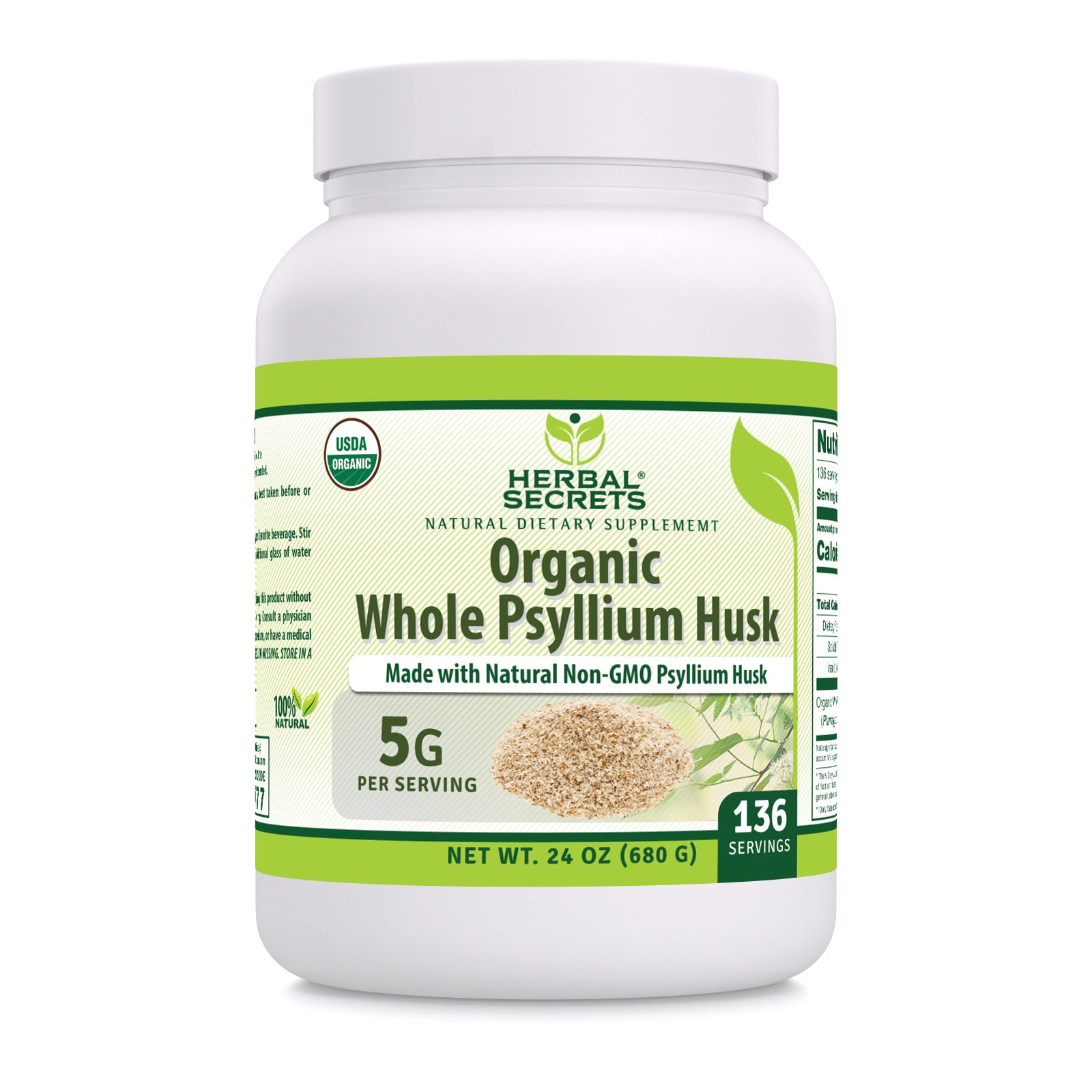 Herbal Secrets Organic Whole Psyllium Husk | 24 Oz – Amazing Muscle