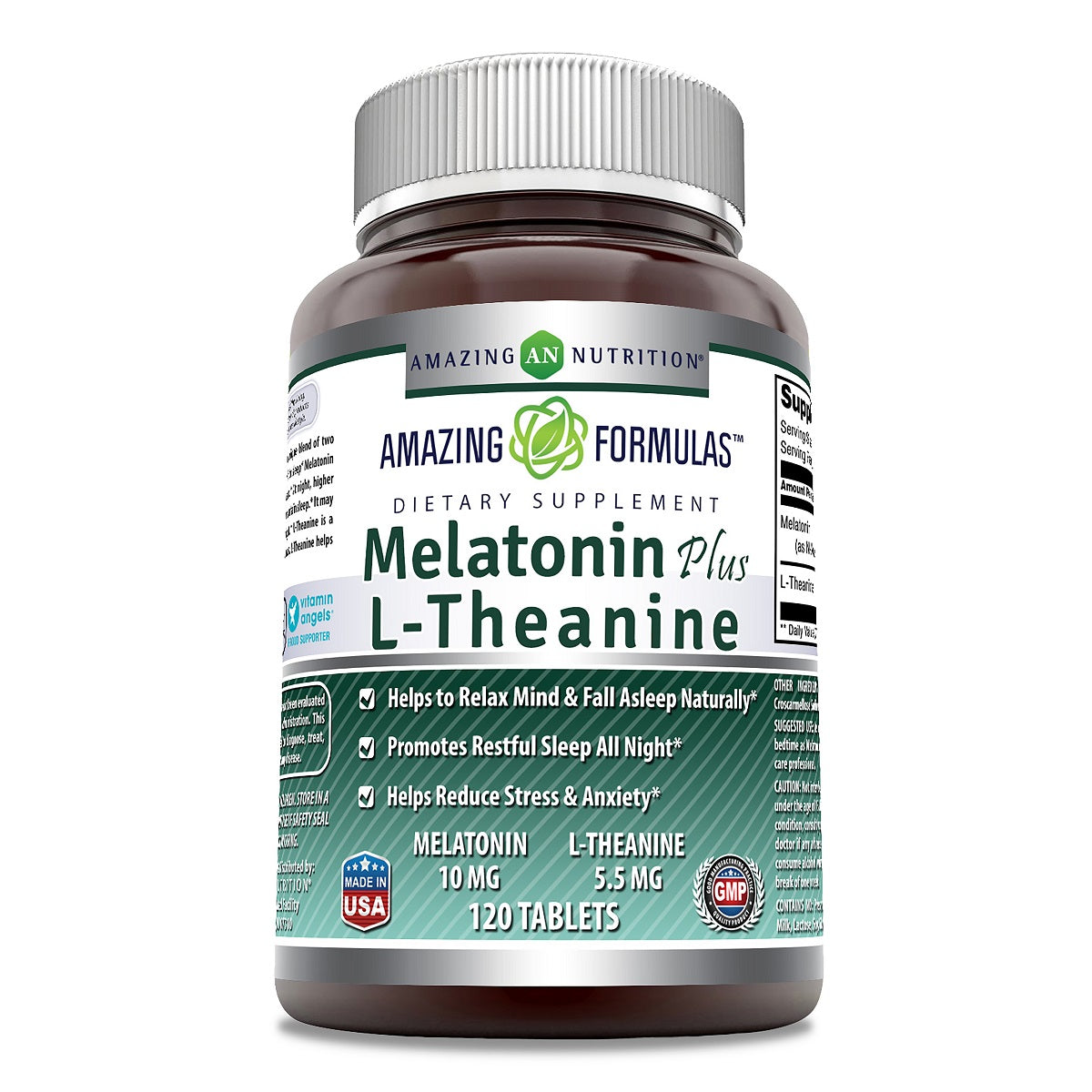 Amazing Formulas Melatonin plus L-Theanine Dietary Supplement - 10 mg ...