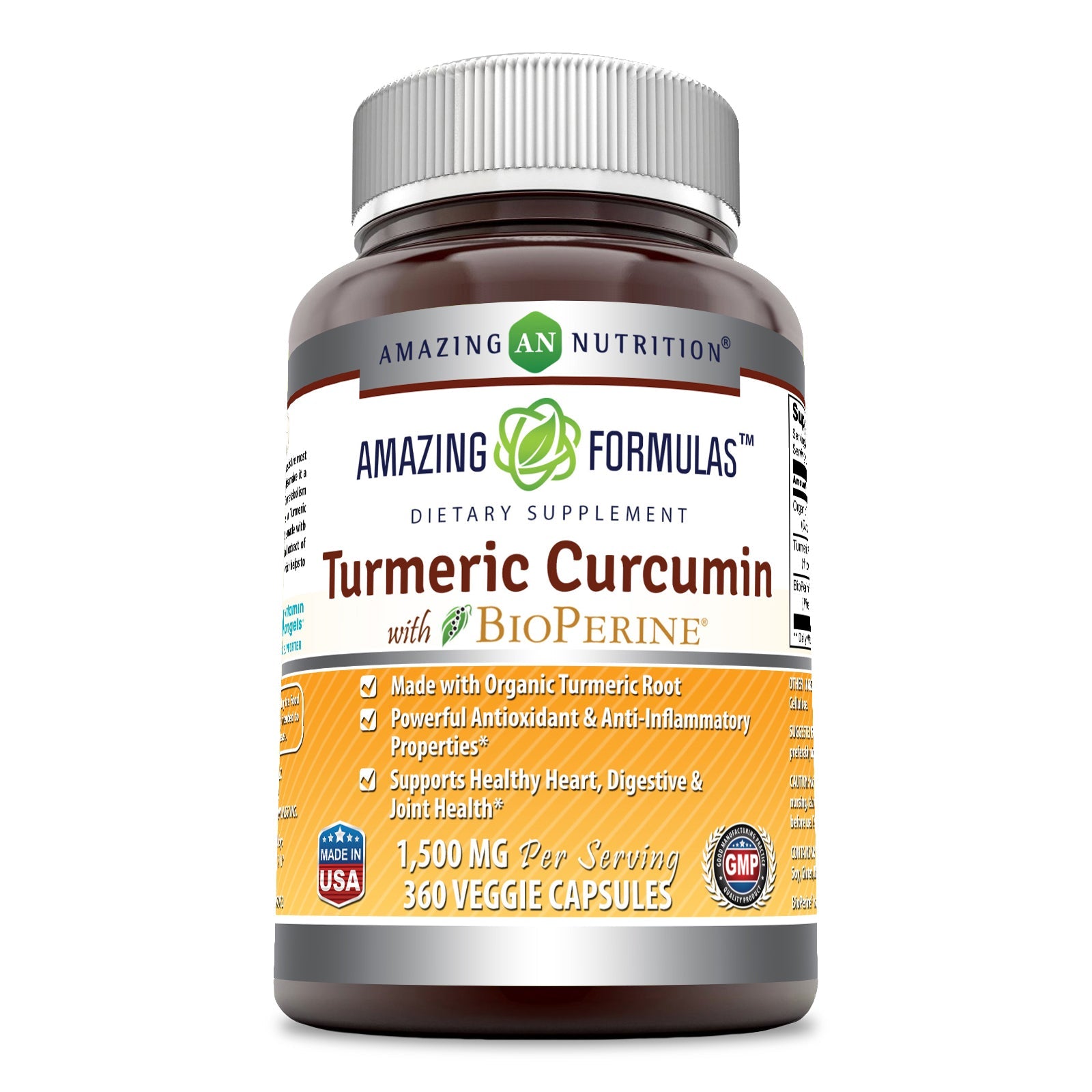 Amazing Formulas Turmeric Curcumin with BioPerine 1500mg 360 Veggie Ca ...