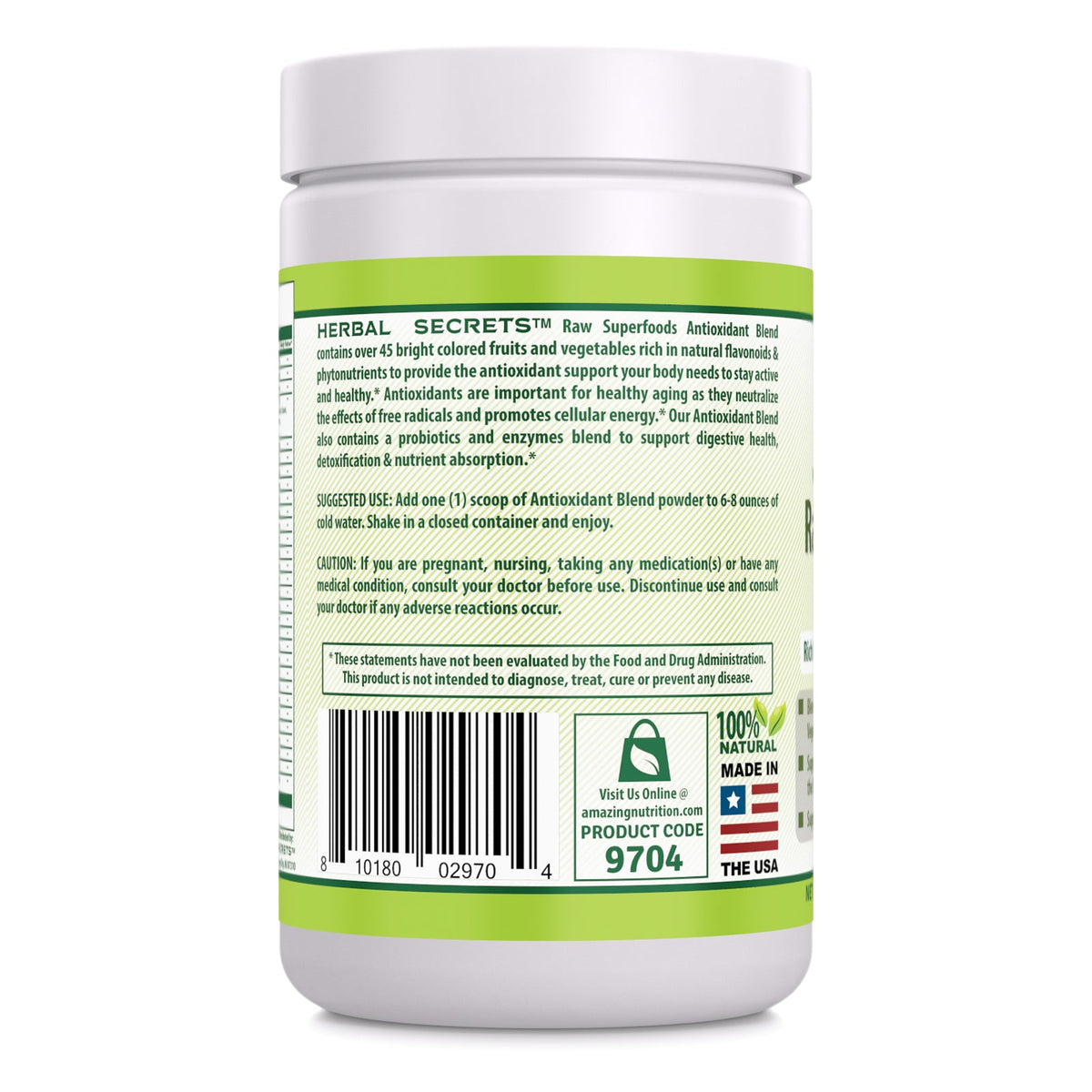 Herbal Secrets Raw Superfoods Antioxidant Blend | 10.5 Oz, Fruit Berry ...