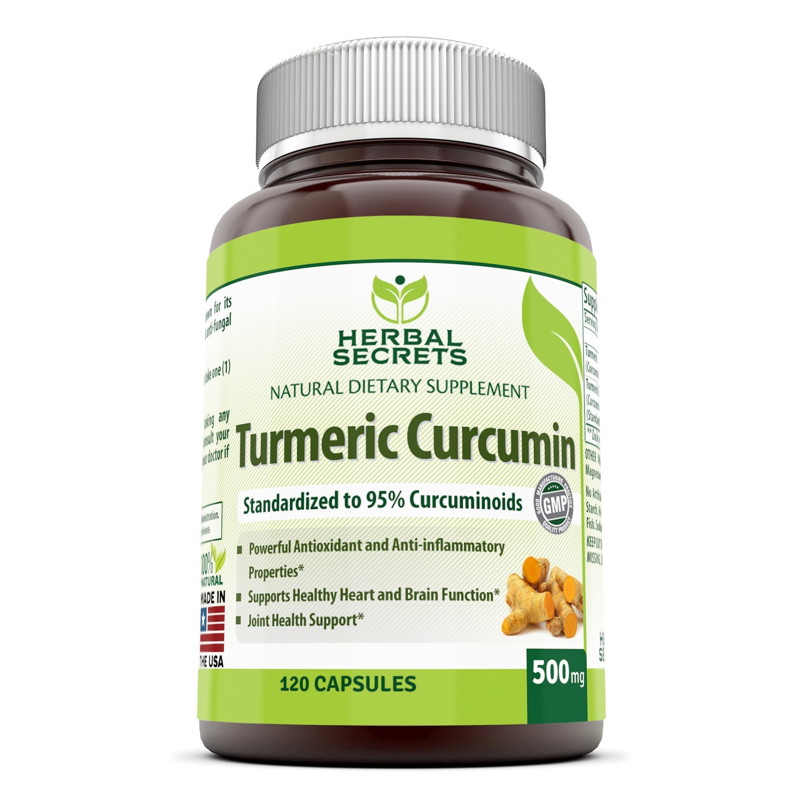 Herbal Secrets Turmeric Curcumin | 500mg 120 Capsules – Amazing Muscle